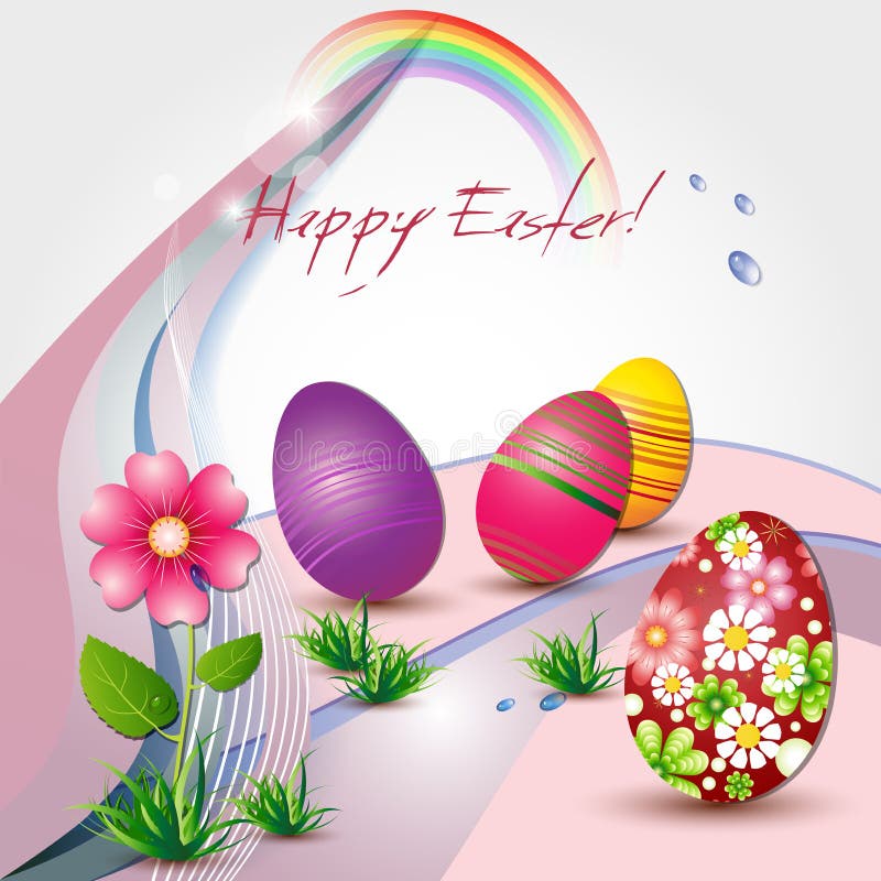 Spring Easter Greeting Card Stock Vector - Illustration of clover ...