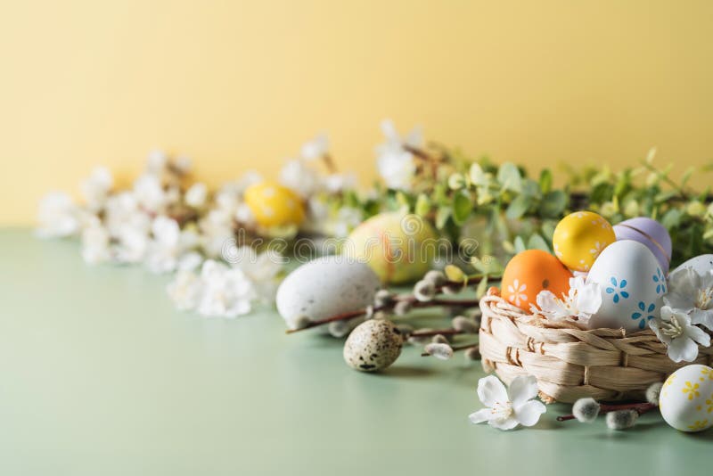 Spring Easter Holiday Background Stock Image - Image of frame, table ...