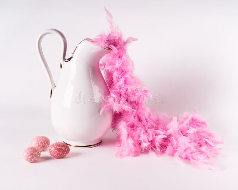 Spring Easter Home Decor in Soft Pink and White. a Ceramic Jug and ...