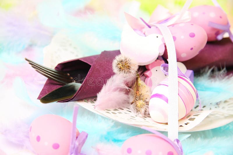 Spring, Easter Place Setting Stock Image - Image of colorful, empty ...