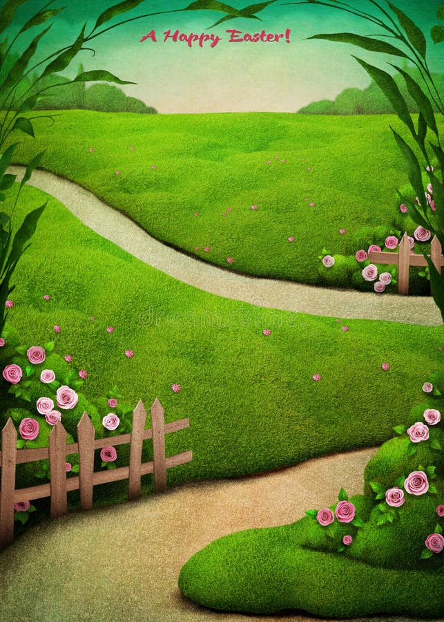 Spring Easter postcard stock illustration. Illustration of book - 86008744