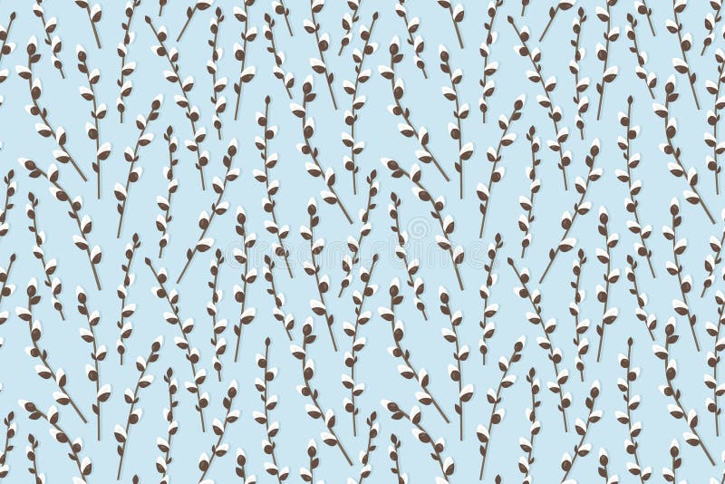 Spring, Easter Seamless Pattern with Willow Branches Stock Vector - Illustration of nature, blue ...