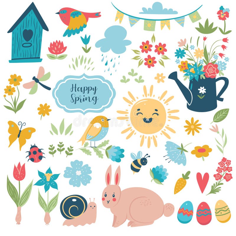 Sale Spring Easter Holiday Floral Banners an Posters Set Eggs Rabbit ...