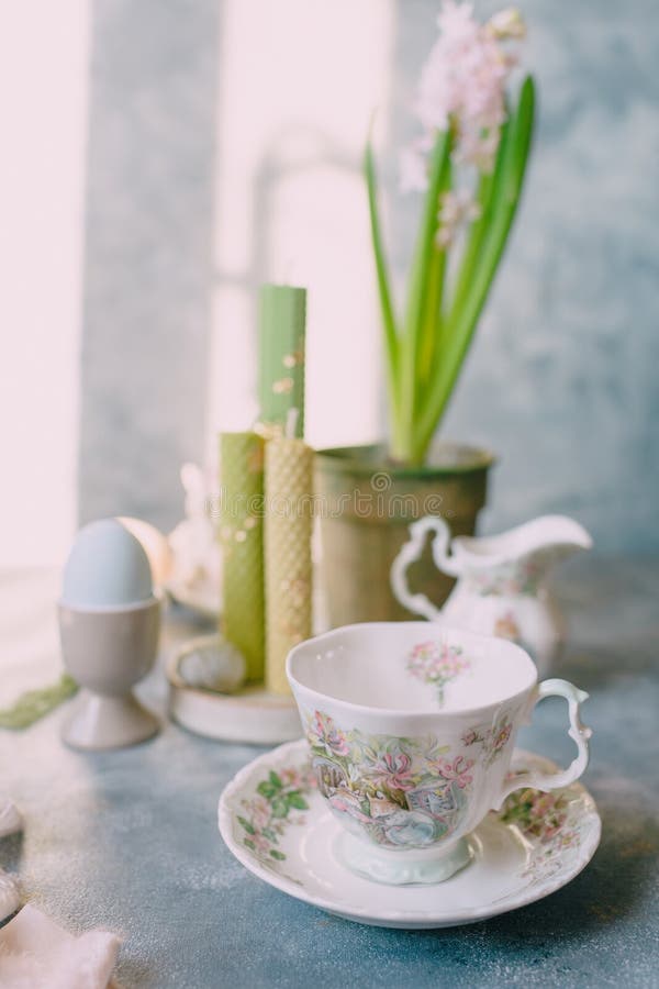 Spring Easter Still Life, Easter Eggs in Pastel Colors Stock Photo ...