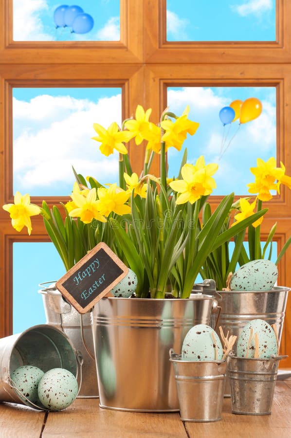 Easter window decoration stock photo. Image of retro - 65318432