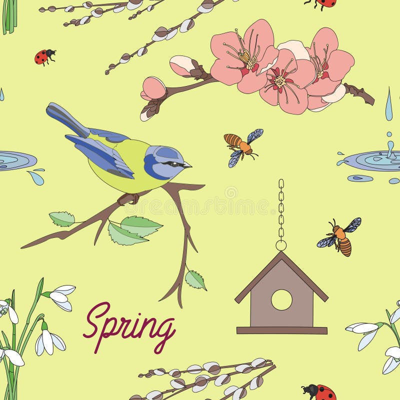 Spring Elements pattern stock vector. Illustration of garden - 67418241