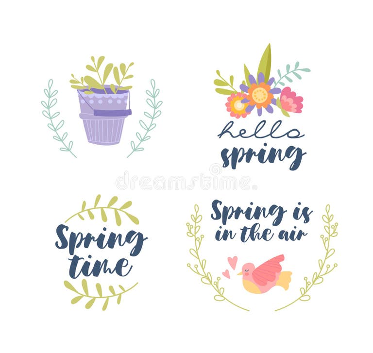 Spring elements set stock vector. Illustration of flower - 277469272