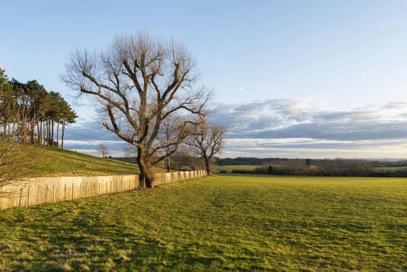 Spring English Countryside Landscape during Beautiful Sunset Stock ...