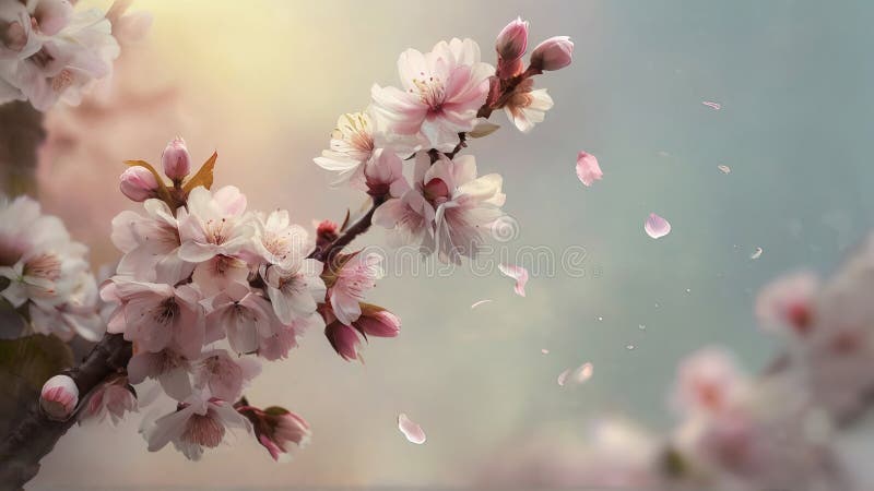 Spring Equinox Symbolism: Delicate Cherry Blossoms in Pastel Sky. Stock ...