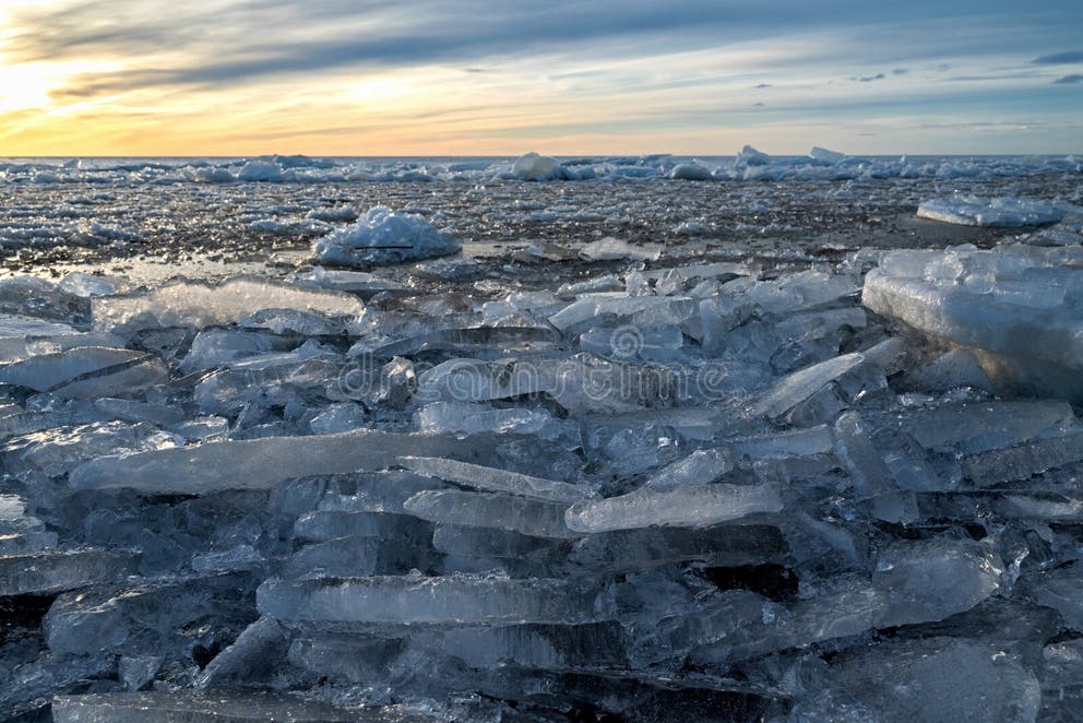 A Spring Evening on an Icy Lake Stock Photo - Image of formation, rock ...