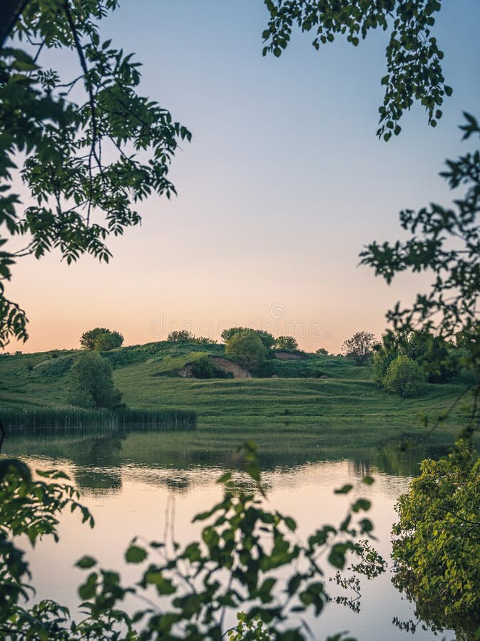 Spring evening landscape stock image. Image of twilight - 234954627