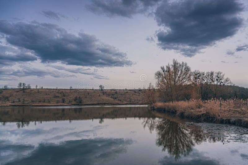 Spring evening landscape stock photo. Image of twilight - 234955788