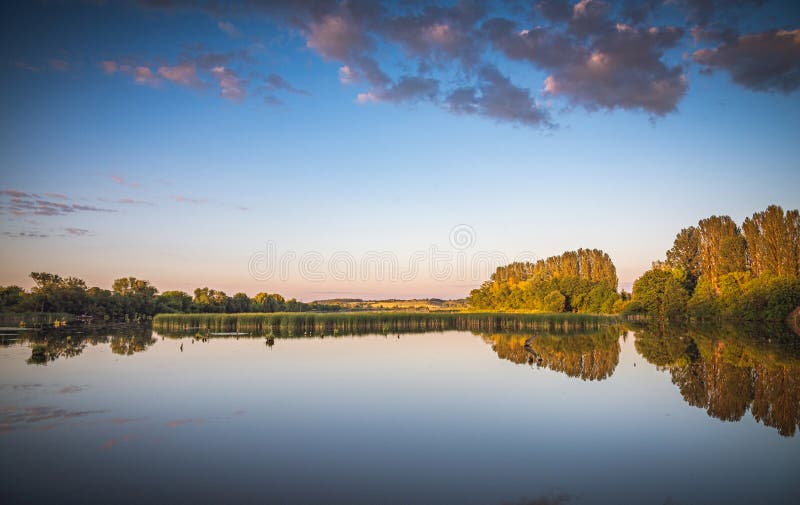 Spring evening landscape stock image. Image of sunset - 283625607