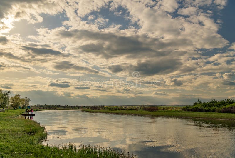 Spring Evening on the River on a Day with Partly Cloudy Stock Photo ...