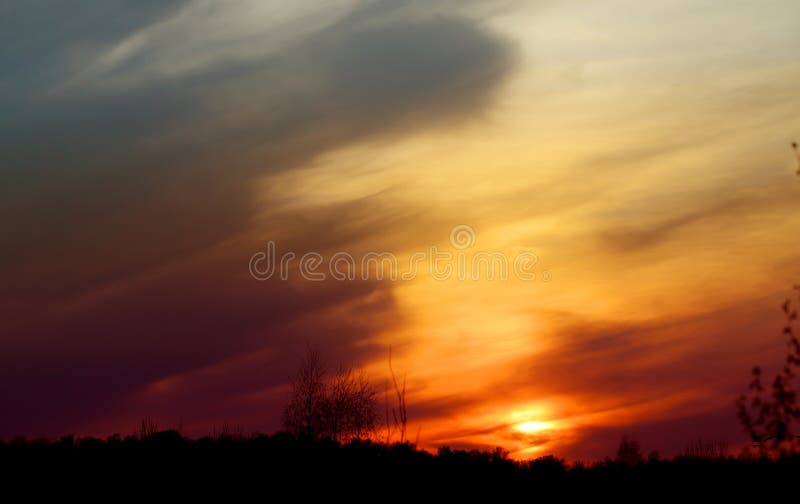 Spring Evening Sunset Photo with Clouds Stock Image - Image of sunset ...