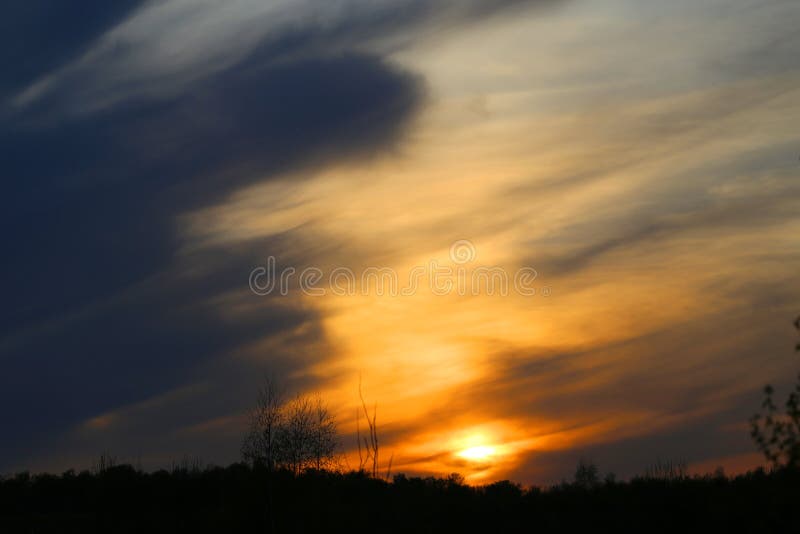 Spring Evening Sunset Photo with Clouds Stock Image - Image of ...
