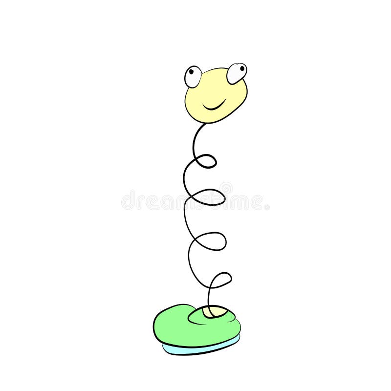 Spring with Eyes in a Green Boot Smiles, Cartoon Drawing. Stock Vector ...