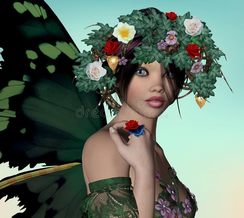 Spring fairy stock illustration. Illustration of floral - 24714642