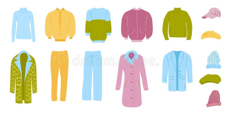 Spring Fashion Clothes for Women. Basic Wardrobe Stock Vector ...