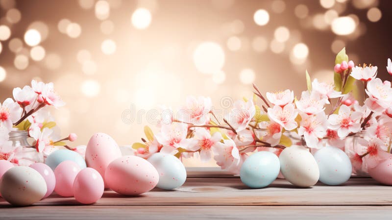 Spring Festive Composition for Easter. Multicolored Painted Easter Eggs ...