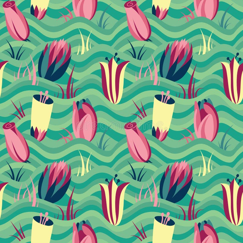 Spring field stock vector. Illustration of elegance, repeat - 29532704