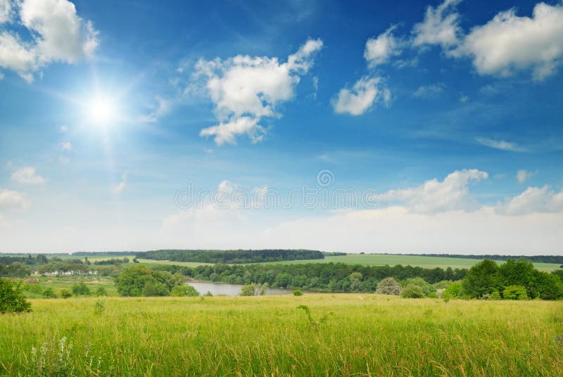 Spring field stock image. Image of nature, beam, morning - 44050825
