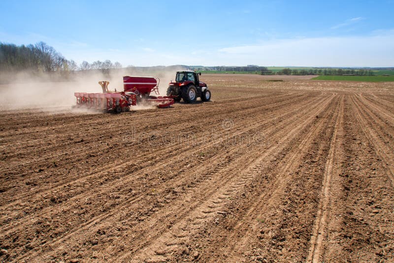 Spring field works stock image. Image of farming, land - 54682169