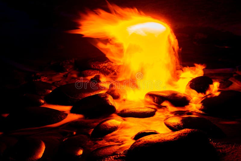Spring of Fire Water. Burning Methane in Water Stock Photo - Image of ...