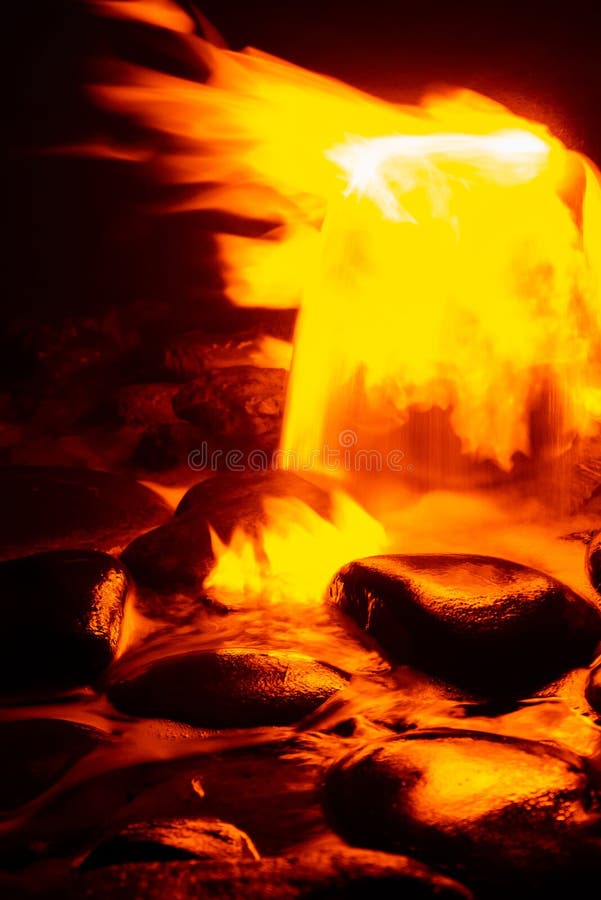 Spring of Fire Water. Burning Methane in Water Stock Photo - Image of ...