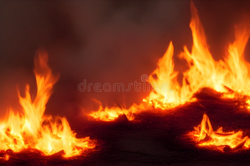 Spring Fires Creepy Shots, Burning Trees and Grass Stock Illustration ...