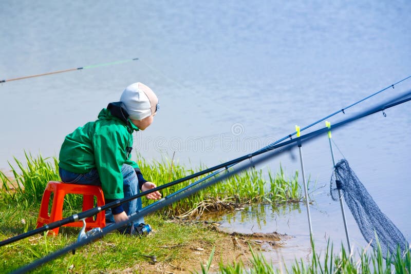 Spring fishing stock image. Image of garden, water, child - 14734661