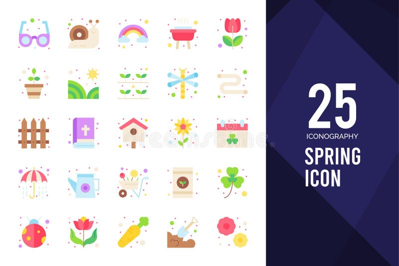 25 Spring Flat Icon Pack. Vector Illustration Stock Vector ...
