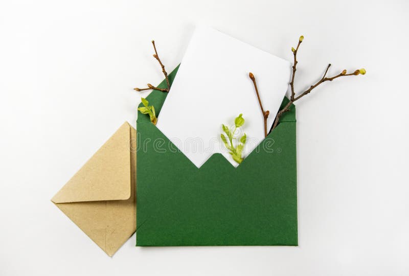 Spring Flat Lay. Postal Envelopes with Spring Decor for Design ...