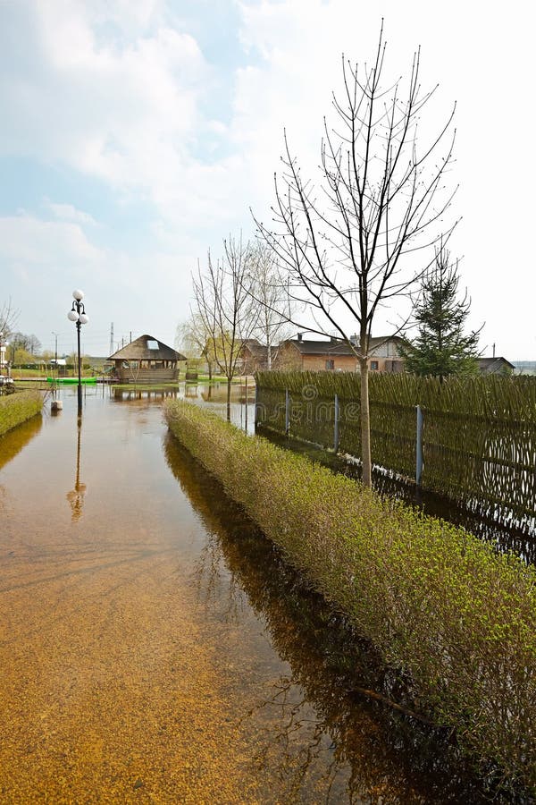 Spring flood stock image. Image of flooded, scene, drowned - 245338765