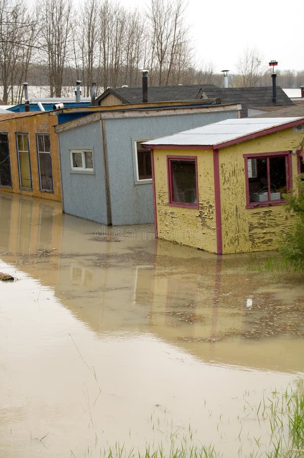 Spring Flood Disaster with Snow Flurries Stock Image - Image of level ...