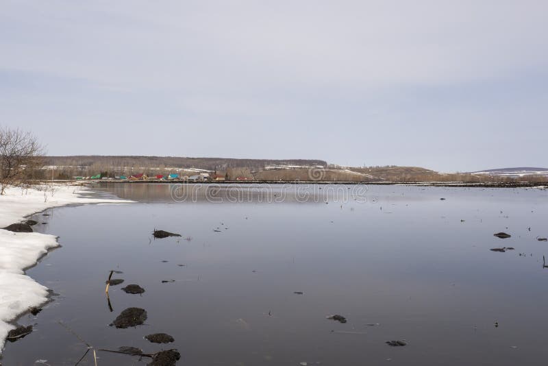 Spring Flood. a Huge Puddle, a Flooded Field Stock Image - Image of ...