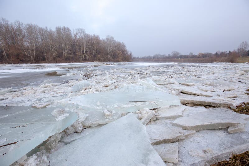 Spring Flood, Ice Floes on the River Stock Image - Image of crack ...