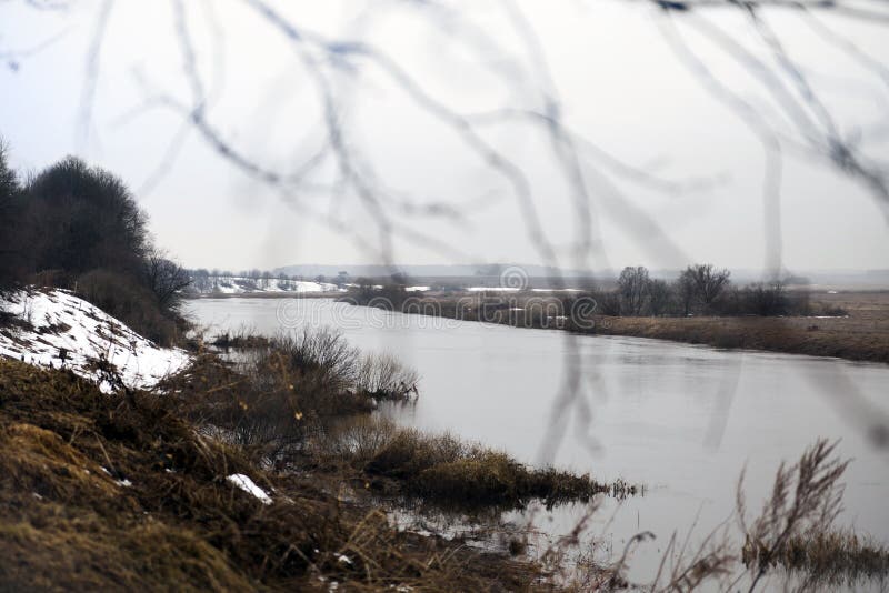 Spring flood landscape stock photo. Image of nature - 215507910
