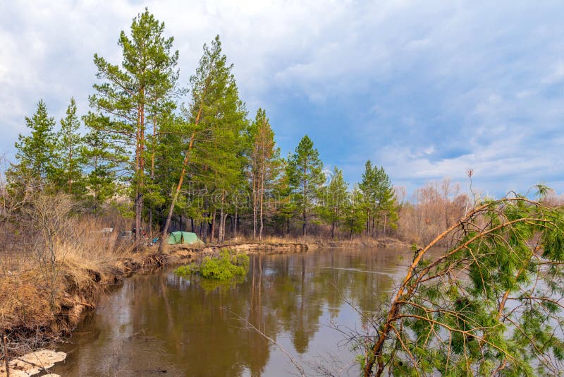 Spring flood on the river stock photo. Image of arrive - 157085850