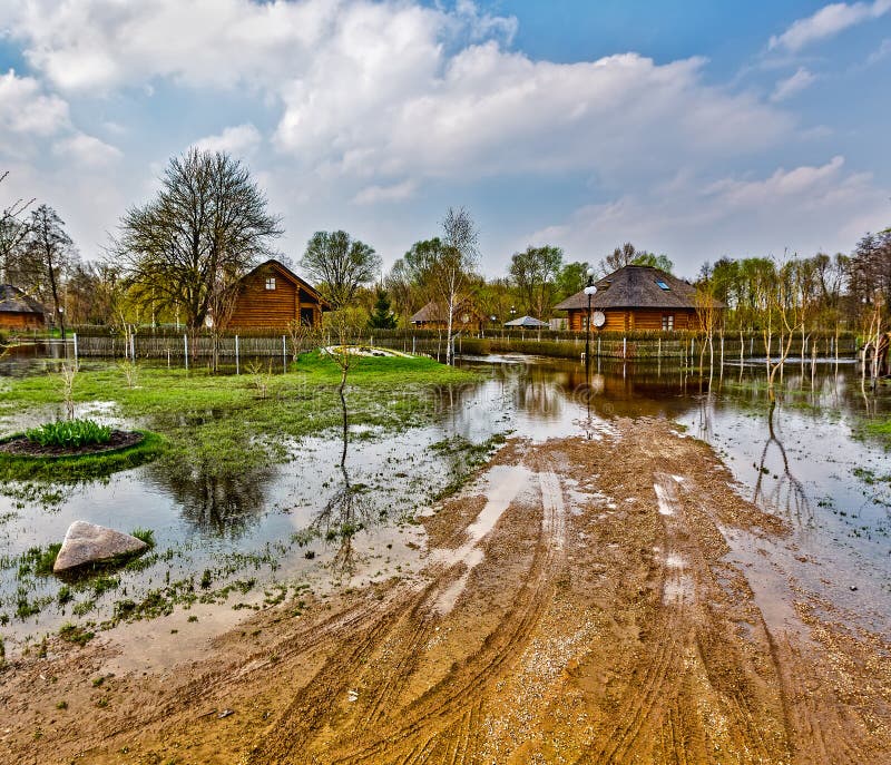 Spring Flood of the River Lesnaya. Stock Photo - Image of catastrophe ...