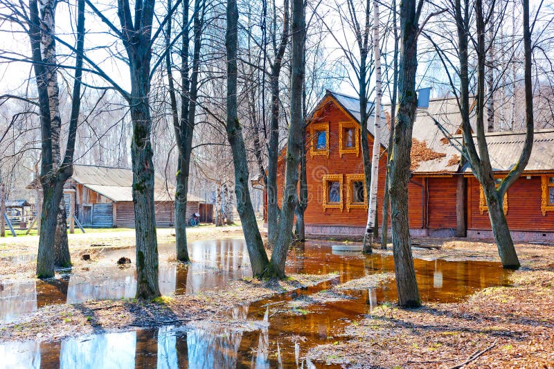 Spring Flooding in Russian Village Stock Photo - Image of history ...