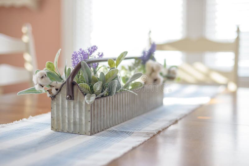 Spring Floral Arrangement on Dining Room Table Stock Image - Image of ...