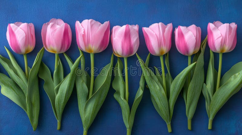 A Spring Floral Backdrop Featuring a Cluster of Pink Tulips Against a ...