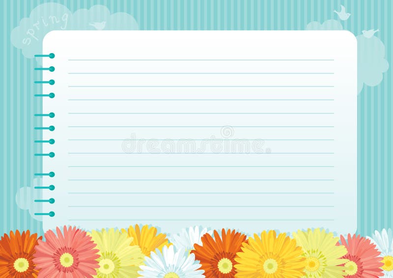 Spring flowers note paper stock illustration. Illustration of design ...