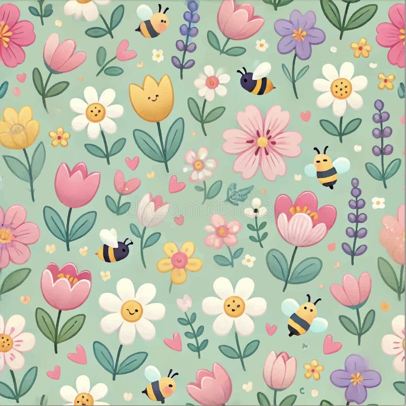 Spring Floral Background Print Design in Vector Stock Vector ...