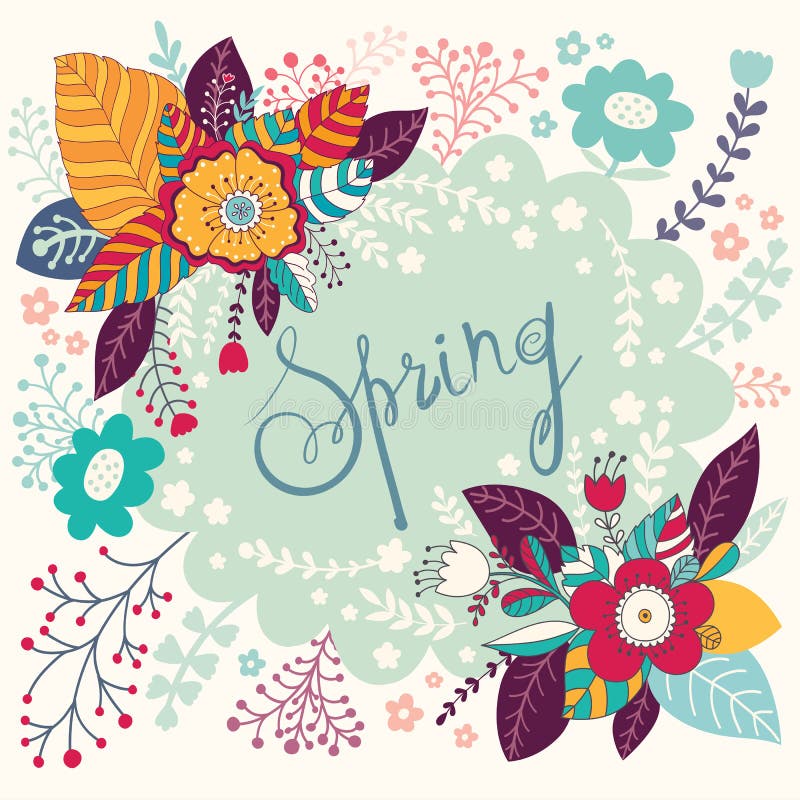 Spring floral card stock illustration. Illustration of nature - 50328142