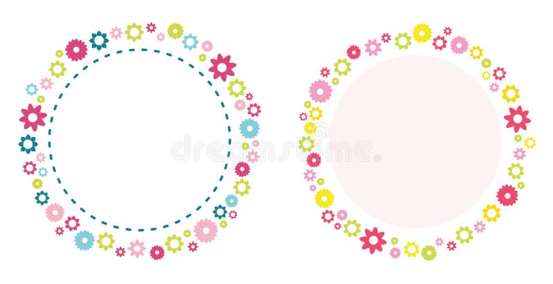 Spring Floral Circle Frame Vector Stock Vector - Illustration of ...