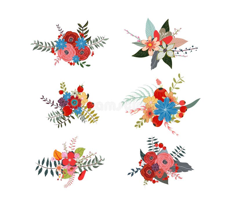 Spring Floral Clusters, Flower Wreaths, Bouquets Elements Stock ...