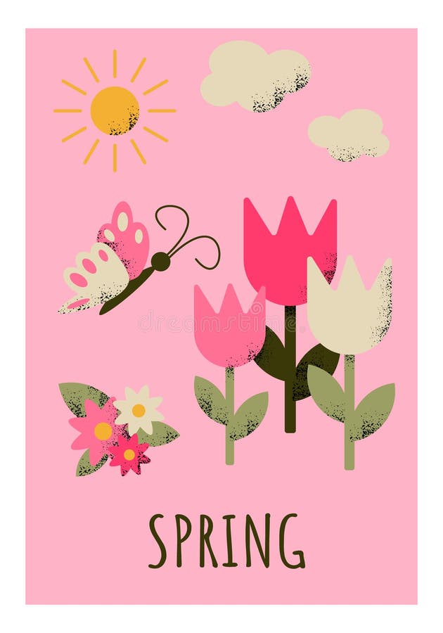 Spring Floral Contrast Poster with Text Spring Stock Vector ...