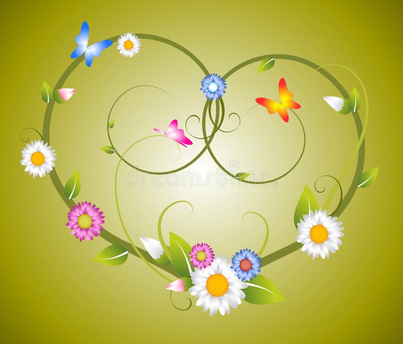 Spring Floral Heart Made from Flowers Stock Vector - Illustration of ...